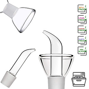 HAIZEEN 13ounce/ 380 ml Clear Glass Olive Oil Dispenser Bottle - Oil & Vinegar Cruet with Pourers and NO Funnel Needed - Olive Oil Carafe Decanter for Kitchen and BBQ