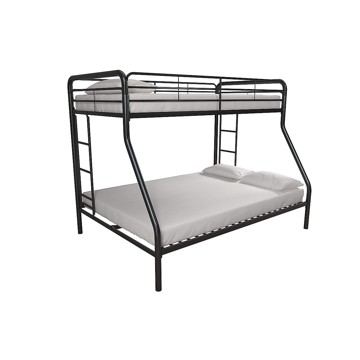 DHP Twin-Over-Full Bunk Bed with Metal Frame and Ladder, Space-Saving Design, Black
