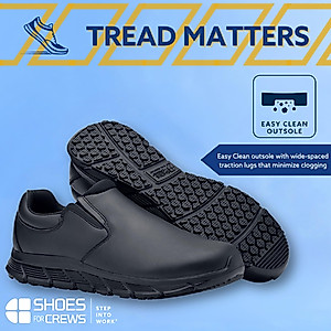 Shoes for Crews Cater II, Men's Non Slip, Slip On Shoes for Men, Water Resistant Mens Work Shoes - Med Comfortable Slip Resistant Work Shoes Men, Safety Footwear, Black, Size 7.5