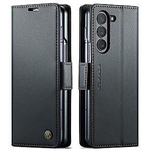 Taneny Case for Samsung Galaxy Z Fold 5 Case (2023),PU Leather Wallet Flip Folio Case with Card Holder RFID Blocking Kickstand Shockproof Phone Cover for Samsung Galaxy Z Fold 5 5G 2023 (Black)