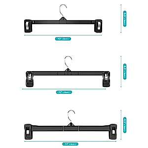Titan Mall Pants Hangers - 30 Pack, Plastic Skirt Hanger with Non-Slip Big Clips and 360 Rotatable Chrome Hook, Heavy Duty Pants Hangers, Elegant and Economical for Hanging Pants (10 Inch, Black)