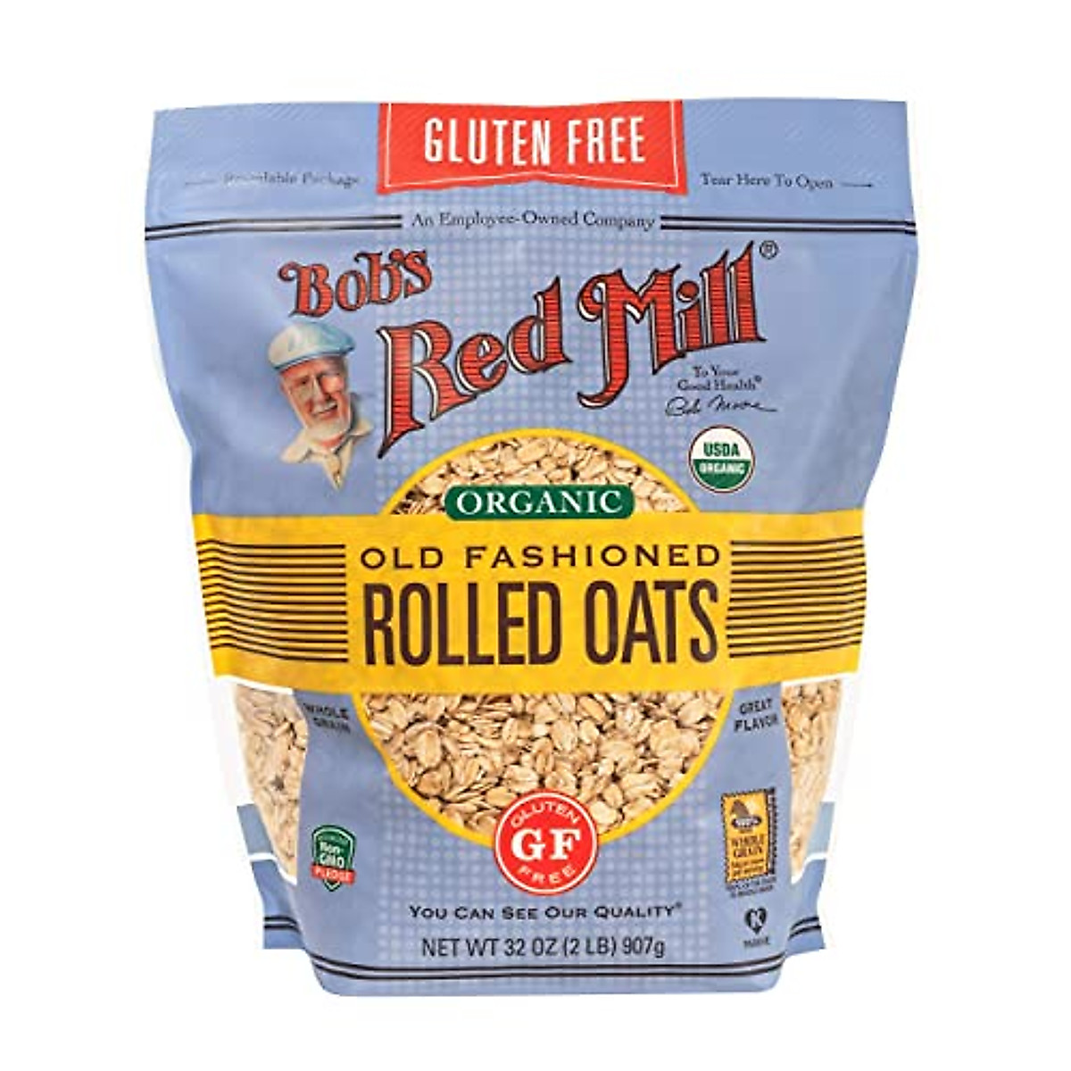 Bob's Red Mill Gluten Free Organic Old Fashioned Rolled Oats, 2 Pound (Pack of 1)