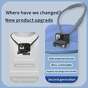 TELESIN Long Neck Mount Necklace Holder Lanyard Strap w Vertical Adapter, Chest Shoulder Head POV Selfie Body Attachment for GoPro Max Hero 12 11 10 9 8 7 Insta360 X3 GO 3 DJI Action 3 4 Accessories