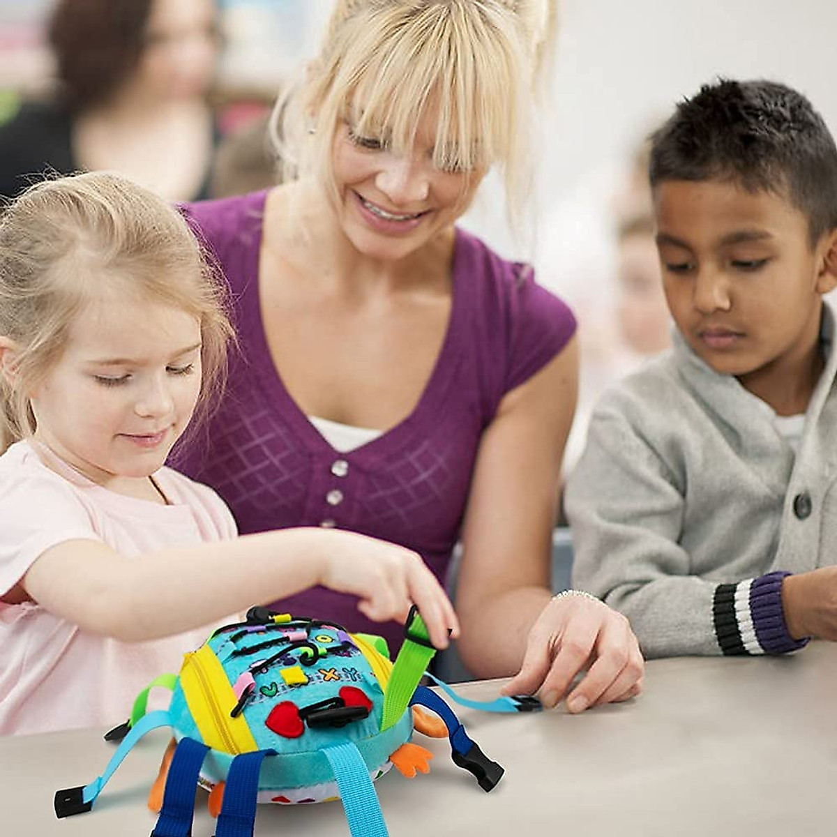 beetoy Sensory Buckle Pillow Zipper Toys for Toddlers 1-3, Toddler Travel Toys for Plane Keep Baby Busy Toys for Autistic Kids - Develop Fine Motor and Problem-Solving Skills