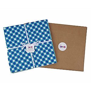 Soimoi Precut 10-inch Check Prints Cotton Fabric Bundle Quilting Squares Charm Pack DIY Patchwork Sewing Craft- Blue & Sea Green