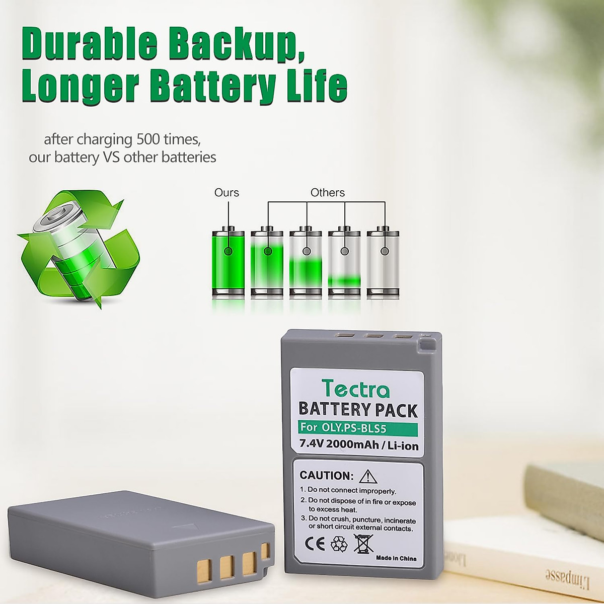 Tectra 2pcs BLS-5, BLS-50, PS-BLS5 Batteries + LED Dual Charger for Olympus OM-D E-M10, OM-D E-M10 Mark II, OM-D E-M10 Mark III, Pen E-PL2, E-PL5, E-PL6, E-PL7, E-PM2, Stylus 1 Cameras