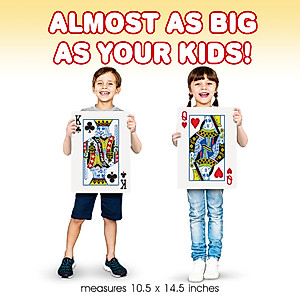 Gamie Giant Poker Jumbo Playing Cards - 10.5 Inches X 14.5 Inches - Extra Large Playing Cards Set with 2 Jokers - Huge Casino Game Cards for Kids and Adults - Oversize Poker Party Decorations - 1 Pack