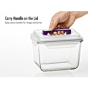 GLASSLOCK 125 Oz Glass Food Storage set of 2 – Large Capacity, Airtight & Leak-Proof, BPA Free Lid with Carry Handle, Microwave, Dishwasher, Fridge & Freezer Safe, Marinating, Sauce, Fruit Storage