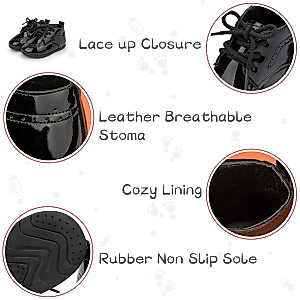 ohsofy Infant Baby Boy Oxford Shoes PU Leather Loafers Rubber and Soft Sole Wedding Dress Shoes Toddler Girl Baby Walking Shoes