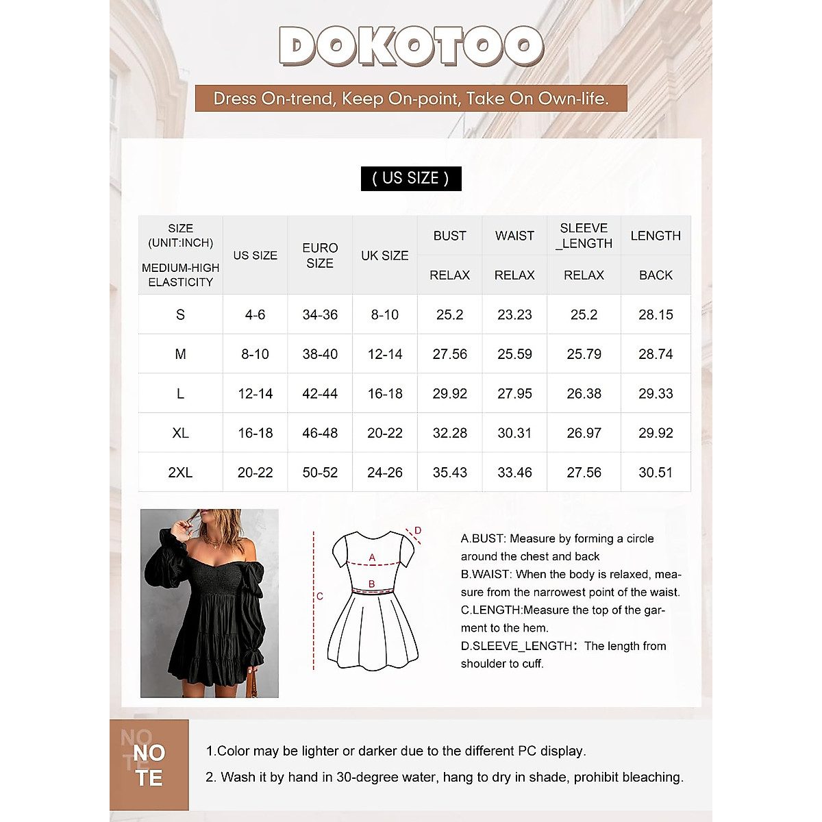 Dokotoo Womens Dress Spring Summer Dresses for Women 2025 Birthday Wedding Guest Dresses Casual Sexy Off The Shoulder Square V Neck Long Sleeve Smocked A-Line Mini Short Dresses for Women Khaki Medium