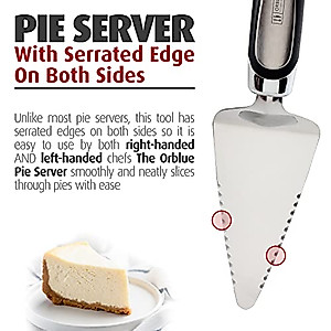 Orblue Pie Server, Essential Kitchen Tool, Serrated on Both Sides, Great for Right or Left Handed Chef, Stainless Steel Flatware, Cake Cutter