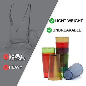 Plastic Cups Reusable, Plastic Tumblers Drinking Glasses Set of 8, Unbreakable Drinking Cup for Kitchen, BPA Free Stackable Restaurant Cups for Hot Drink & Cold Drink (Colorful, 16 oz)