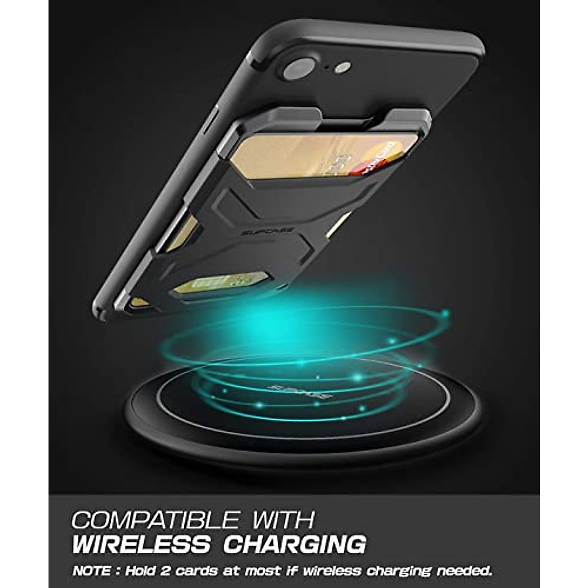 SUPCASE Adhesive Slim Wallet,(2-Pack) Ultra Thin Stick-On Silicone Credit Card Holder Sticker Adhesive Cell Phone Wallet Compatible for Most Smartphones（not fit Mobile Phones with Curved Back）(Black)