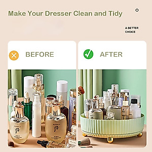 ICCGBHGO Makeup Organizer, 360 Degree Rotating Lazy Susan Perfume Lotion Cosmetic Skincare Organizer Storage Display Tray for Vanity Dresser Bathroom Countertop(White)