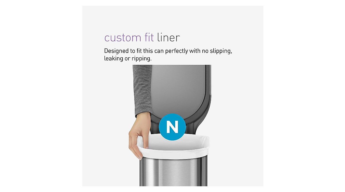 simplehuman 45L Slim Hands-Free Trash Can - Modern Stainless Steel