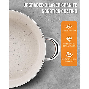 BEZIA 8 Quart Cooking Pot with Lid, Nonstick Stock Pot/Stockpot with Lid, Induction Pot for Cooking, Kitchen Pots, Stew Pots, Soup Pots for All Stovetops, Oven Safe