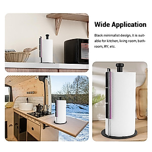 LOEFME Paper Towel Holder Stand, Easy One-Handed Tear Paper Towel Holder Countertop with Suction Cups, Stainless Steel Paper Towel Rack for Kitchen and Dining Room Table, Black