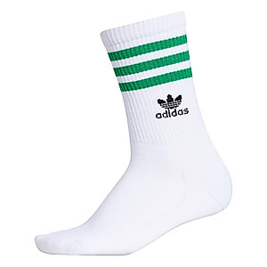 adidas Originals Unisex-Adult Roller Crew Socks (1-Pair), White/Green/Black, Medium