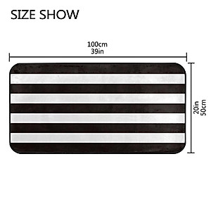 Kitchen Floor Mat White Black Stripe Non-Slip Kitchen Rug Comfort Rug for Floor, Office, Sink, Laundry 39 x 20 Inch