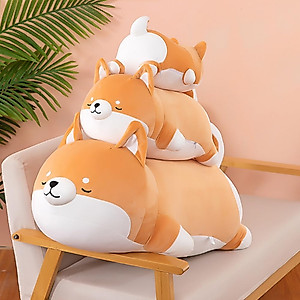 MIAOHAHA Chubby Plush Shiba Inu Toy Pillow Stuffed Animal Dog Akita Plush Pillow Toy Hugging Pillow for Kids and Girls(70cm/27.5in)