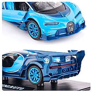 BDTCTK Bugatti Vision GT Supercar 1/32 Zinc Alloy Die Casting Pull Back Car Model Toy Sound and Light for Boy Girl Gift (Bule)