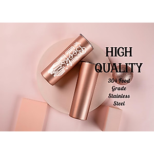 Onebttl 20oz Rose Gold Insulated Stainless Steel Book Lover's Tumbler with Straw and Lid - So Many Books, So Little Time