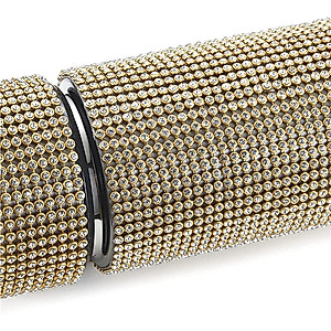 QIANSHENG Bling Diamond Water Bottle Sparkling Glitter Stainless Steel Thermos Bottle Vacuum Flask for Women Refillable Insulated Water Bottle with Chain & Gift Box (Gold,350ml)