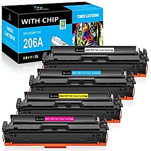LeciRoba Compatible 206A (with Chip) 4 Pack Toner Cartridges Replacement for HP 206A W2110A 206X W2110X for HP Pro MFP M283 M283FDW M255 M255DW M283CDW Printer (Black Cyan Magenta Yellow)