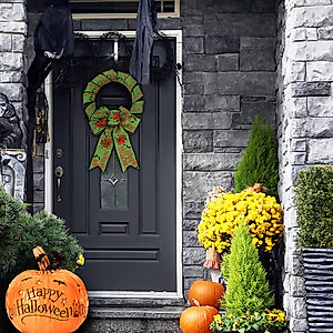 6 Rolls 30 Yards Halloween Wired Edge Ribbons Stripe Burlap Printed Ribbon Spider Web Pumpkin Ribbon Happy Halloween Decorative Wrapping Ribbon for Halloween DIY Craft Floral Bow