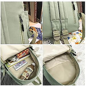 MOwers Kawaii Backpack with Cute Rabbit Pendant (Green)