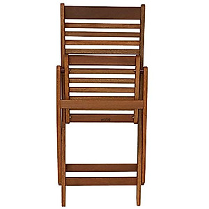 Sunnydaze Meranti Wood Outdoor Folding Patio Chairs - Set of 2 - Outside Wooden Bistro Furniture for Lawn, Deck, Balcony, Garden and Porch - Teak Oil Finish