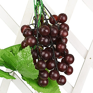 Woohome Artificial Greenery Chain Grapes, 8FT 10 Pack Grapes Vines Leaves Foliage Simulation Fruits for Garden Wedding Garland Home Room Outside Decoration