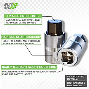 SUNHZMCKP Master Hex Bit Socket Set, 32 Piece 1/4", 3/8", & 1/2" Drives| S2 Steel Machined Bits | Standard SAE and Metric Sized Sockets
