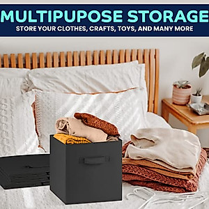 Cube Storage Bins - 11 Inch Storage Cubes (9 Pack) | Fabric Cubby Basket for Home, Kids Room & Nursery | Dual Handles, Foldable | Cube Organizer Storage Bin (Black)