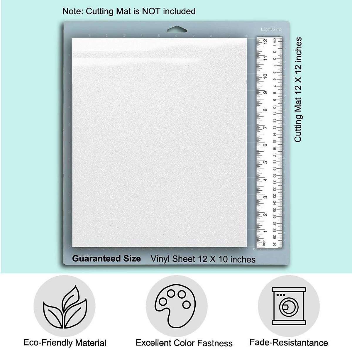 TeeArtist White Glitter HTV Iron On Heat Transfer Vinyl for T-Shirts, 12"x10" Sheets, 5 Pack, Glossy Rainbow Surface, Easy for All Craft Cutters