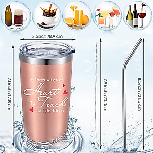 Boao 2 Pcs It Takes a Big Heart to Teach Minds Travel Cup, Teacher Appreciation Gifts Men Women Personalized Birthday Christmas Graduation Thank You Gifts for Teachers, 20 oz