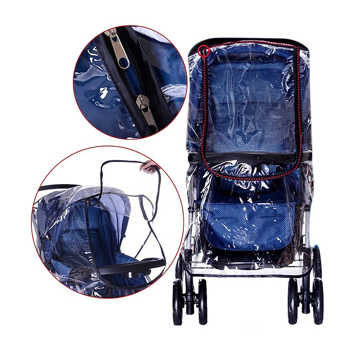 Clear Stroller Rain Cover Travel Weather Shield Breathable Windproof Waterproof Baby Pram Stroller Rain Cover Canopy Protect from Rain Wind Sun Dust Snow Universal Baby Stroller Accessories