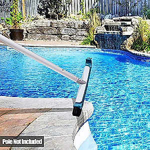 POOLWHALE Premium17.5 Swimming Floor & Wall Pool Brush, Aluminum Back Cleaning Brush Head Designed for Cleans Walls, Tiles & Floors, Nylon Bristles Pool Brush Head with EZ Clips