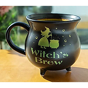 Ebros Wicca Witch's Brew Alchemy And Magic Potion Reduction Fired Porcelain Cauldron Shaped Bowl Or Large Mug 32oz With Handle Hot Cocoa Coffee Tea Cereal Soup Mugs Bowls Occult Witchcraft