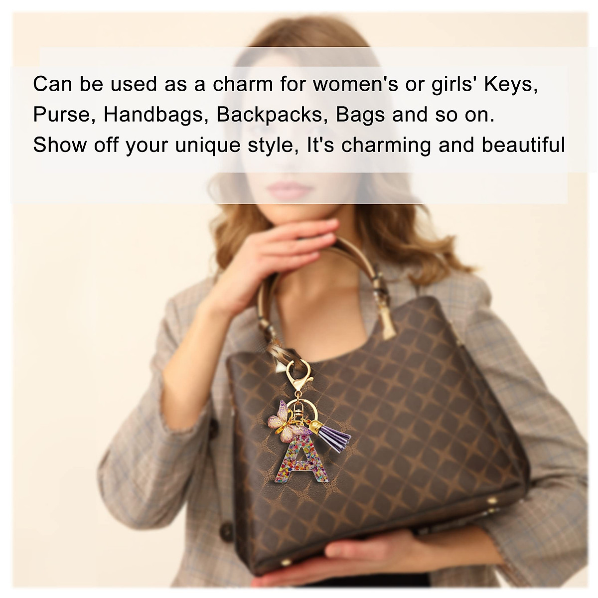 TTYY Initial Letter Keychain for Women Gift for Young Teenage Girl Gifts for Christmas to Mom Daughter Purple tassel (purple snow LetterG)