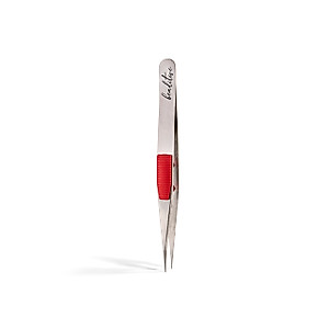 Beaditive High Precision Heavy-Duty Tweezers With Cushion - 4.7" Craft Tweezers for Sewing, Beading & DIY Crafts - Non-Serrated, Fine Point Tips - Stainless Steel Needle Nose Hobby Tweezers