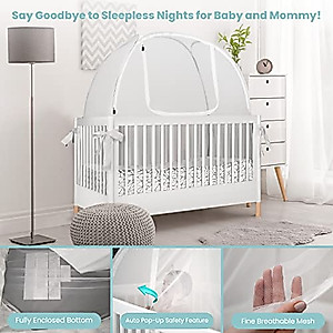 Pro Baby Safety Pop Up Crib Tent, Fine Mesh Crib Netting Cover to Keep Baby from Climbing Out, Falls and Mosquito Bites, Safety Net, Canopy Netting Cover - Sturdy & Stylish Infant Crib Topper