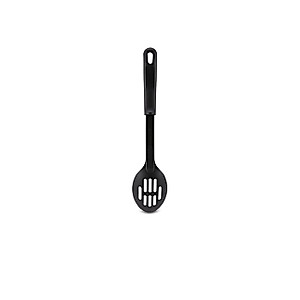 AME D'ESSENCE Slotted Cooking Spoon 11 1/2 inch Black Nylon 410ºF Heat Resistant Serving Spoon with Ergonomic Handle Kitchen Gadgets for Straining