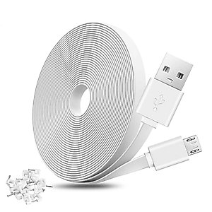 LUOYEE 40FT Flat Power Extension Cable Compatible with Wyze Cam/Wyze Cam Pan,Yi Camera,Blink Mini/Blink XT Cam,USB to Micro USB and Charging Cord for Home Security Camera