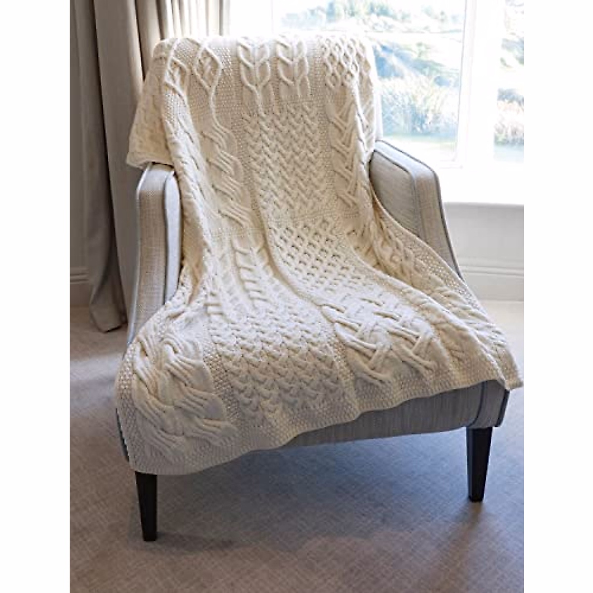 Irish Knit Blanket Supersoft Merino Wool Throw Made in Ireland 42" x 64"