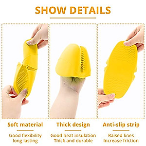 KUFUNG Silicone Cooking Pinch Grips Oven Mitts, Finger Protector Pot Holder for Kitchen,Cooking,Baking,BBQ - Heat Resistant Gloves (Yellow)