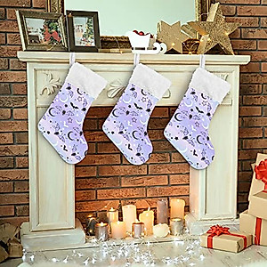 Kigai Christmas Stockings Cute Bats Starry Sky Large Candy Stockings Stuffers Kids Cute Xmas Sock Decorations 1PC for Home Holiday Party 12" x18"
