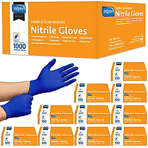 Inspire Nitrile Exam Gloves | THE ORIGINAL Quality Stretch Nitrile, Cobalt Blue | 4.5 Gloves Disposable Latex Free Medical EMT (X-Large (Pack of 1000), Case Of 1000)