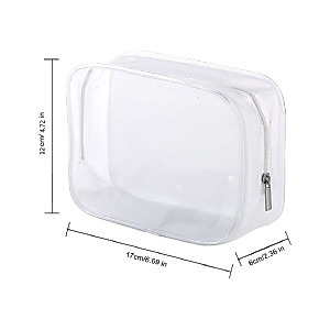 BEFORYOU 6 Pack Clear Toiletry Carry Pouch with Zipper Portable Plastic Waterproof Cosmetic Bag TSA Approved for Vacation Travel Bathroom and Organizing (White, Small)