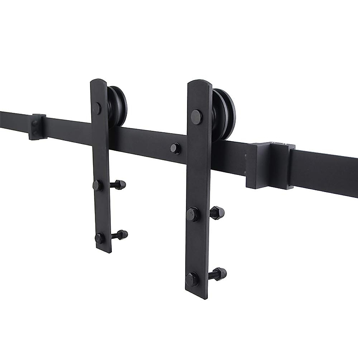 WOHLLEBEN 6 Feet Heavy Duty Sliding Barn Door Hardware Kit Easy to Install, Smoothly and Quietly, Sliding Doors Hardware Track Kit Suitable for Bedroom and Barn Storage(Classic, 72.04 inch)